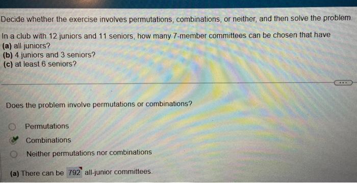 Solved Decide whether the exercise involves permutations, | Chegg.com Solved Decide whether the exercise involves permutations, | Chegg.com