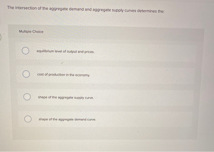 Solved The intersection of the aggregate demand and | Chegg.com