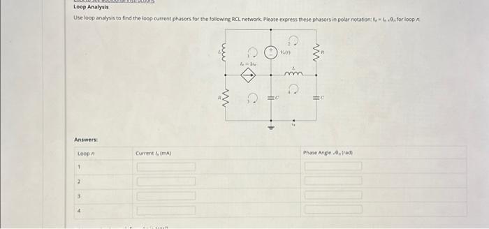 Solved Loop Analysis | Chegg.com