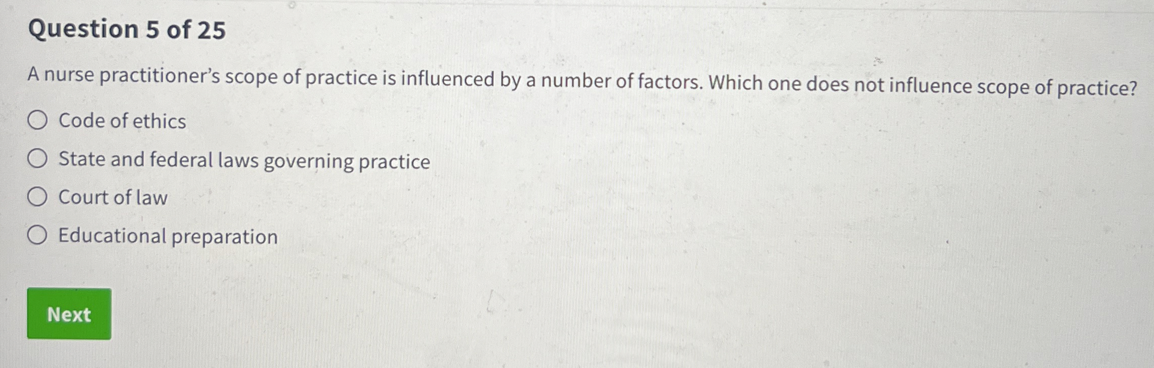 Solved Question 5 ﻿of 25A nurse practitioner's scope of | Chegg.com