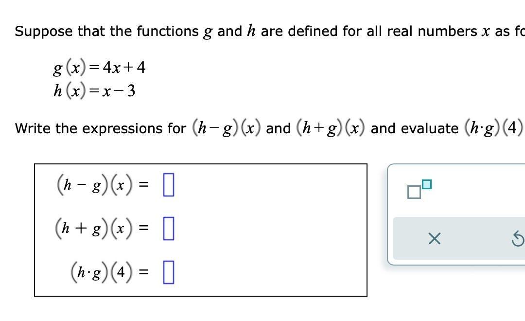 Solved Suppose that the functions g and h are defined for | Chegg.com