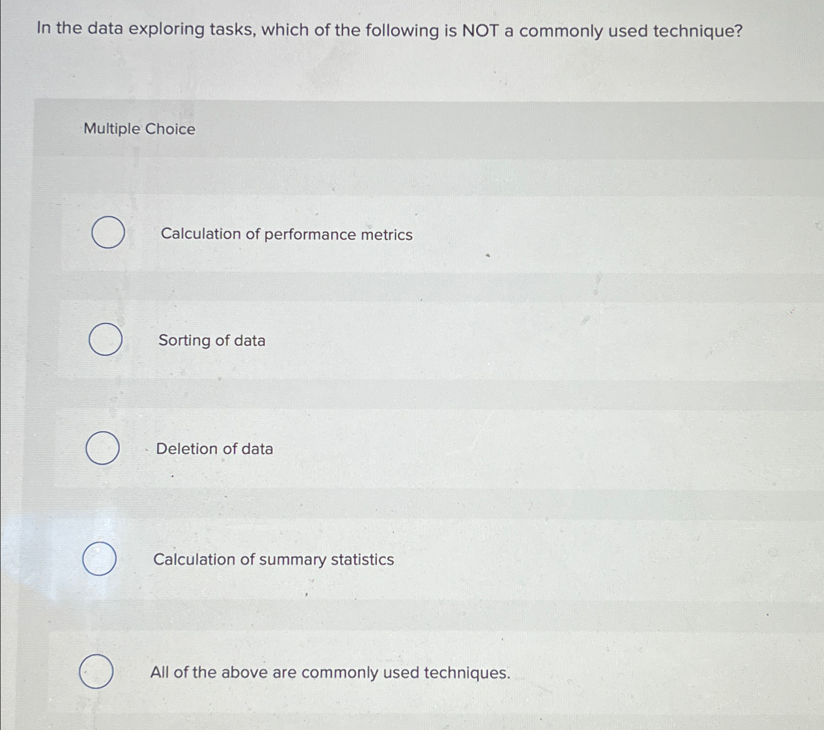 Solved In the data exploring tasks, which of the following | Chegg.com