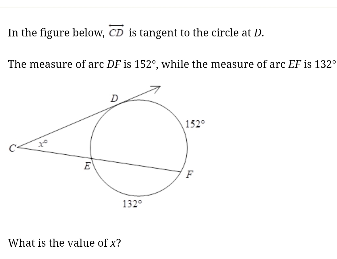 Solved In the figure below, CDharr ﻿is tangent to the circle | Chegg.com