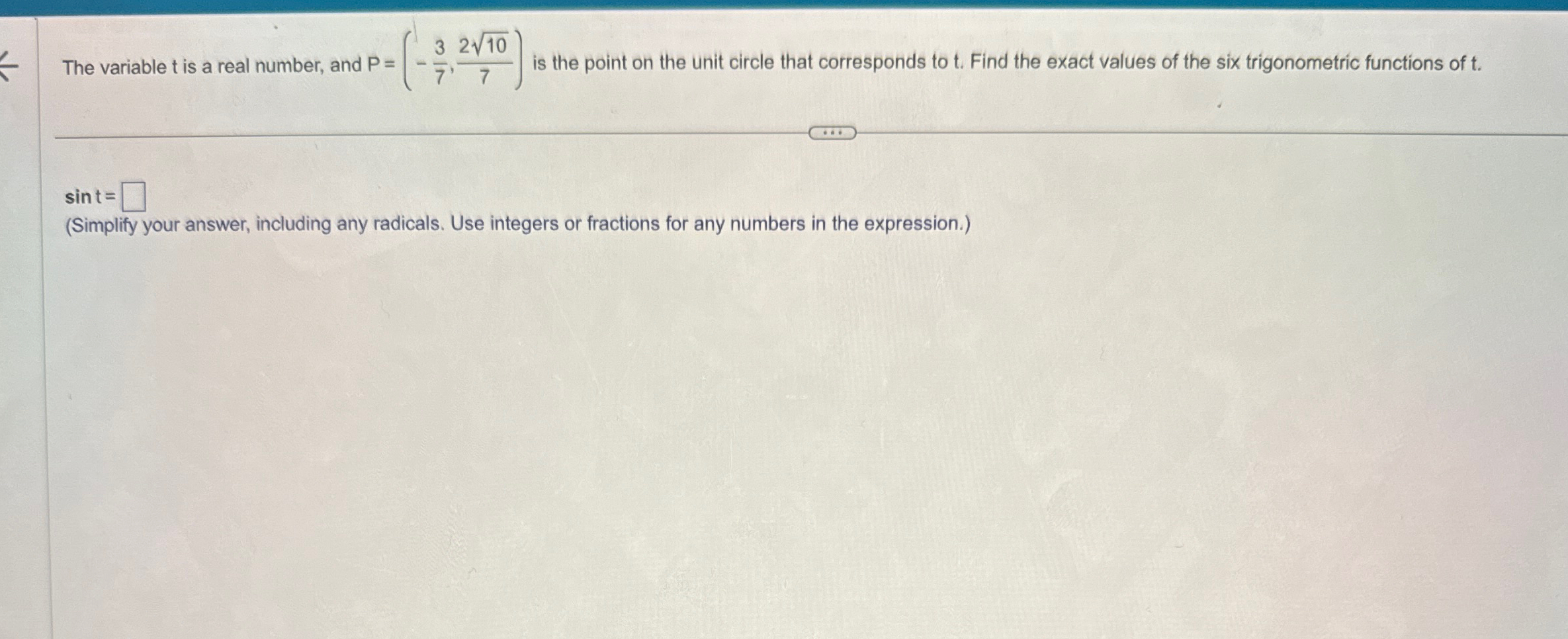 Solved The variable t ﻿is a real number, and P=(-37,21027) | Chegg.com
