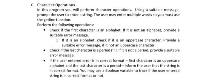 Solved C. Character Operations In this program you will | Chegg.com