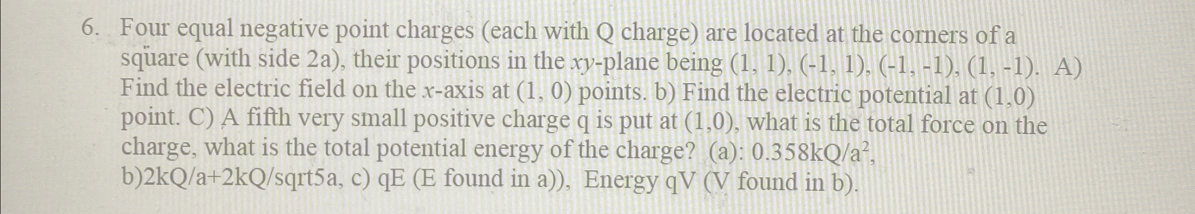 Solved Four equal negative point charges (each with Q | Chegg.com