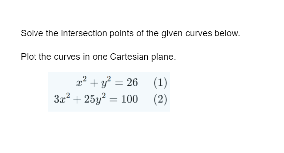 Solved Solve the intersection points of the given curves | Chegg.com