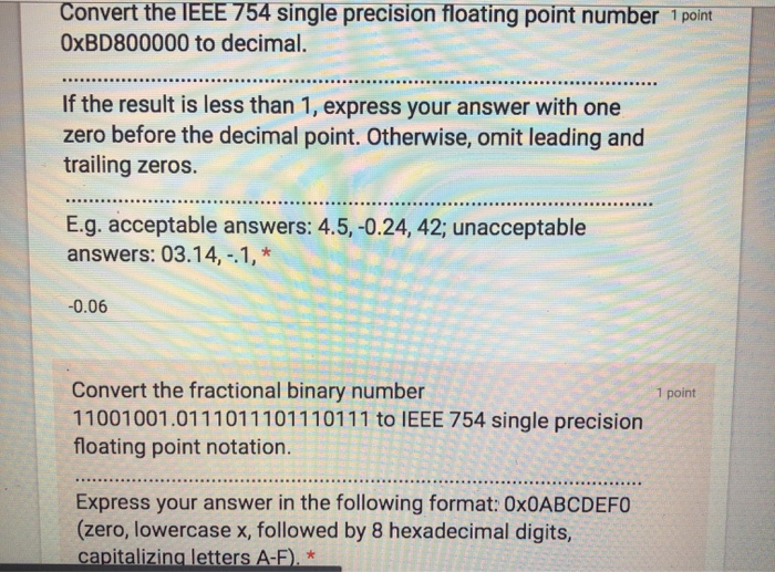 Solved Convert the IEEE 754 single precision floating point | Chegg.com