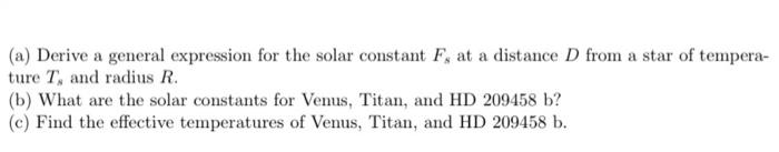 Solved (a) Derive a general expression for the solar | Chegg.com