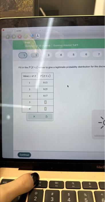 Solved Fill in the P(X=x) vilues to give a legitimate | Chegg.com