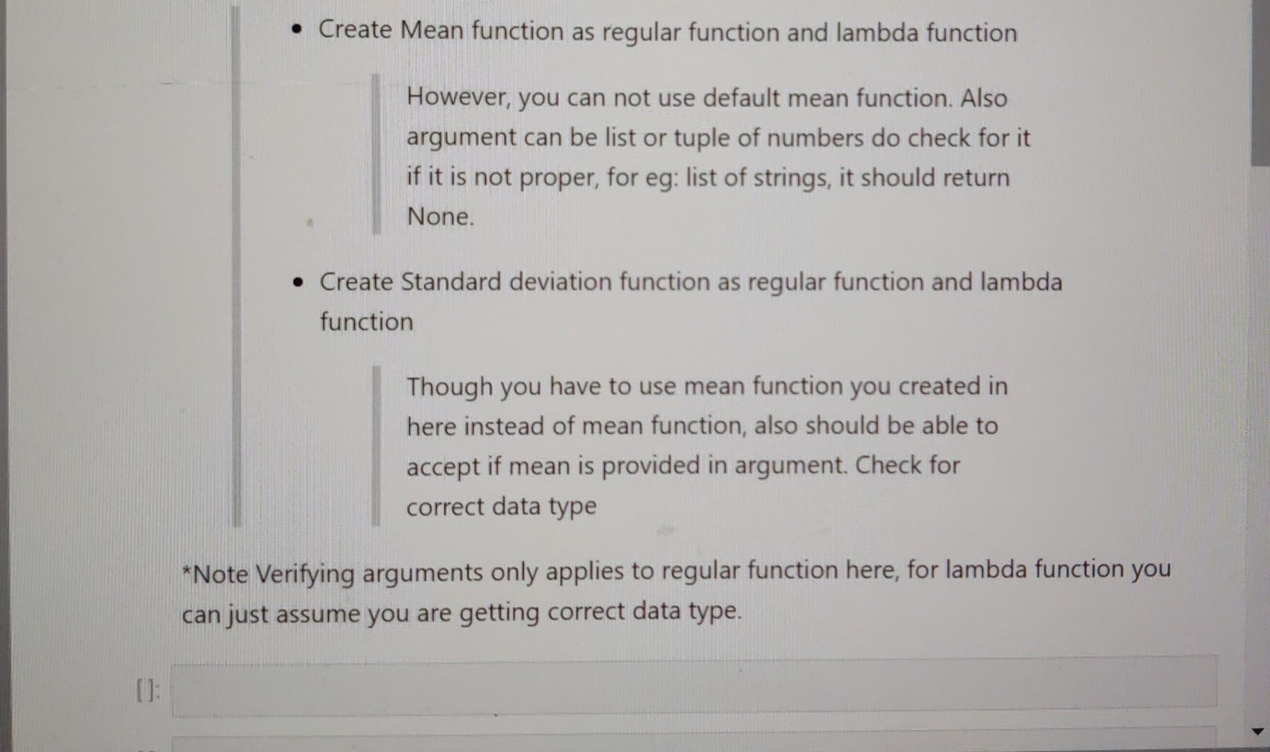 Solved - Create Mean function as regular function and lambda | Chegg.com