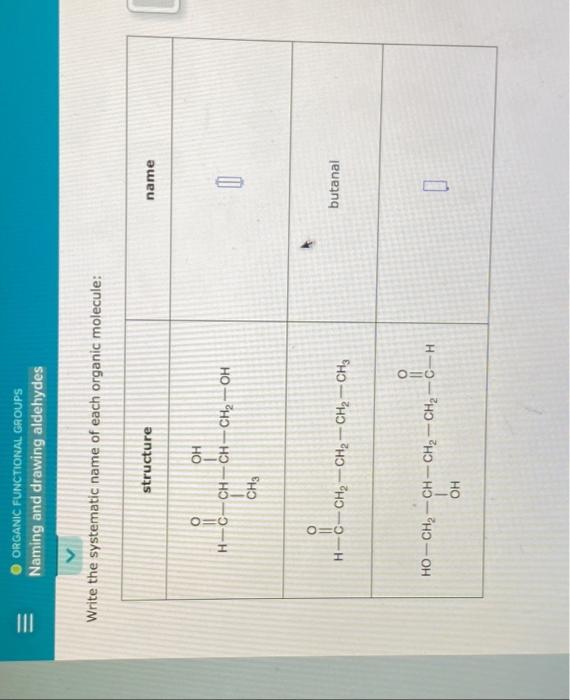 Solved ORGANIC FUNCTIONAL GROUPS Naming and drawing | Chegg.com