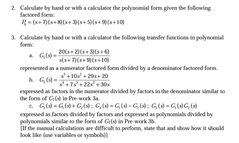 Solved 2. Calculate by hand or with a calculator the | Chegg.com