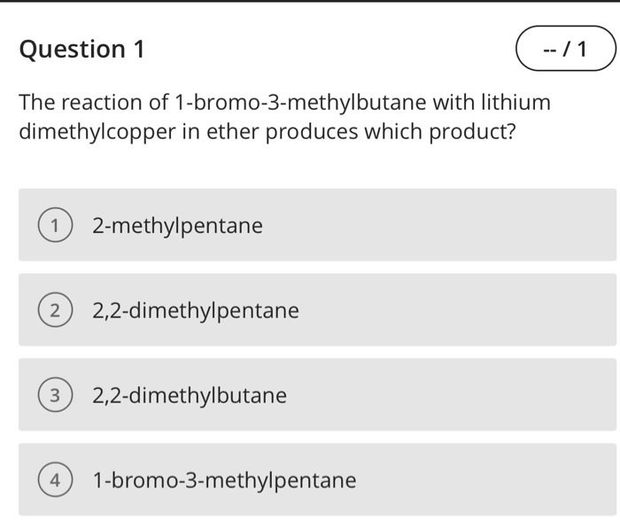 Solved Question 1 ( -- / 1 The reaction of | Chegg.com