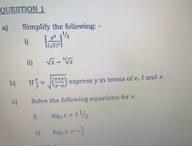 Solved QUESTION 1a) ﻿Simplify the following: | Chegg.com