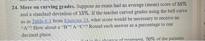 Solved 24. More on curving grades. Suppose an exam had an | Chegg.com