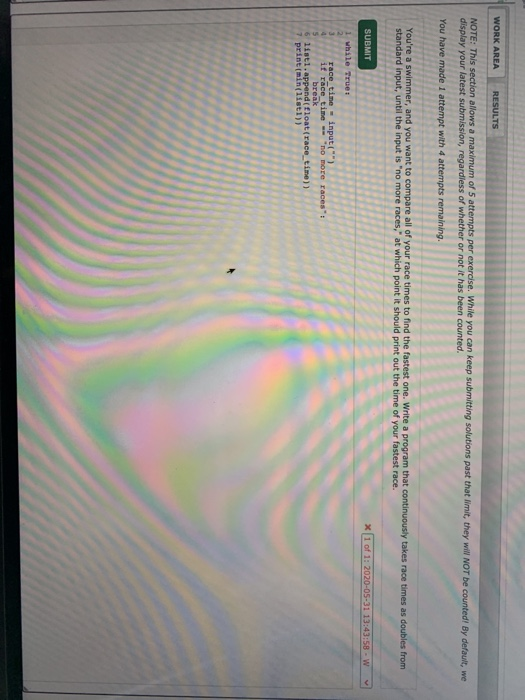 Solved WORK AREA RESULTS NOTE: This section allows a maximum | Chegg.com