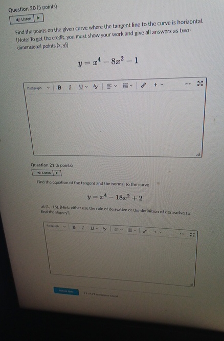 Solved Question 20 (5 ﻿points)Find the points on the given | Chegg.com