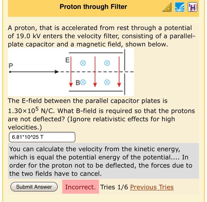 Solved Proton through Filter A proton, that is accelerated | Chegg.com