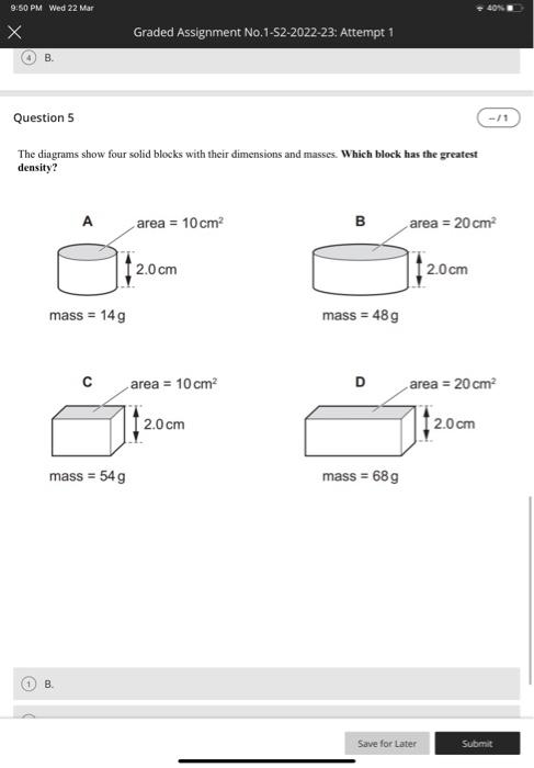 Solved The diagrams show four solid blocks with their | Chegg.com