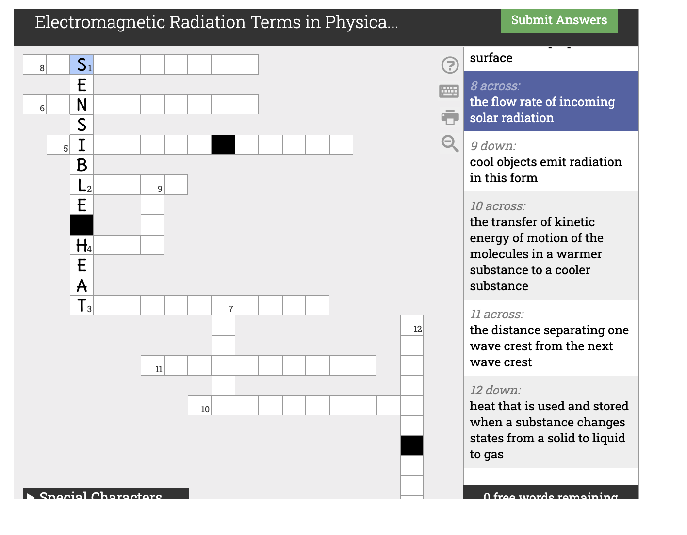 Solved Electromagnetic Radiation Terms in Physica...surface8 | Chegg.com