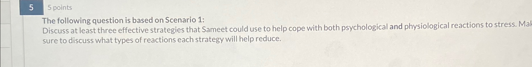 Solved 55 ﻿pointsThe following question is based on Scenario | Chegg.com
