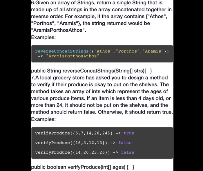 Solved 6 Given An Array Of Strings Return A Single String Chegg