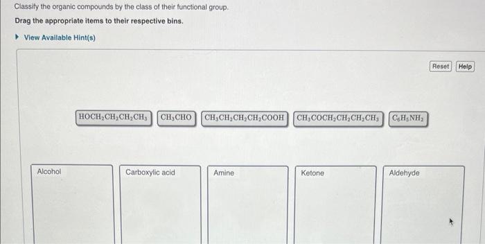 Solved Classify the organic compounds by the class of their | Chegg.com