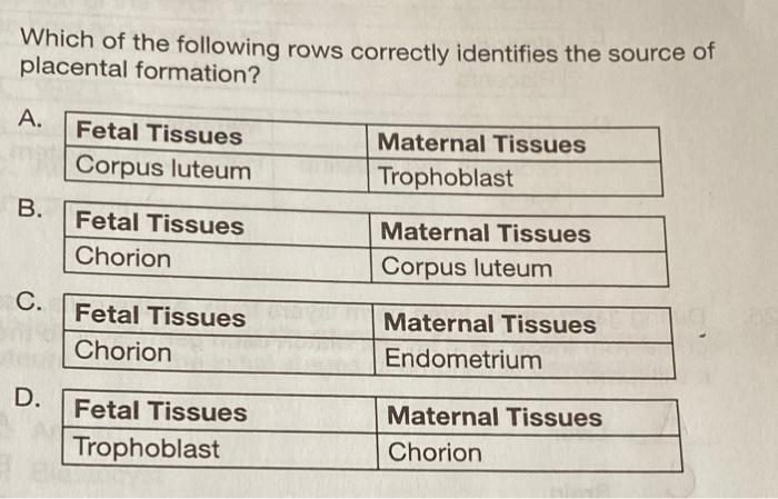 Solved Which of the following rows correctly identifies the | Chegg.com
