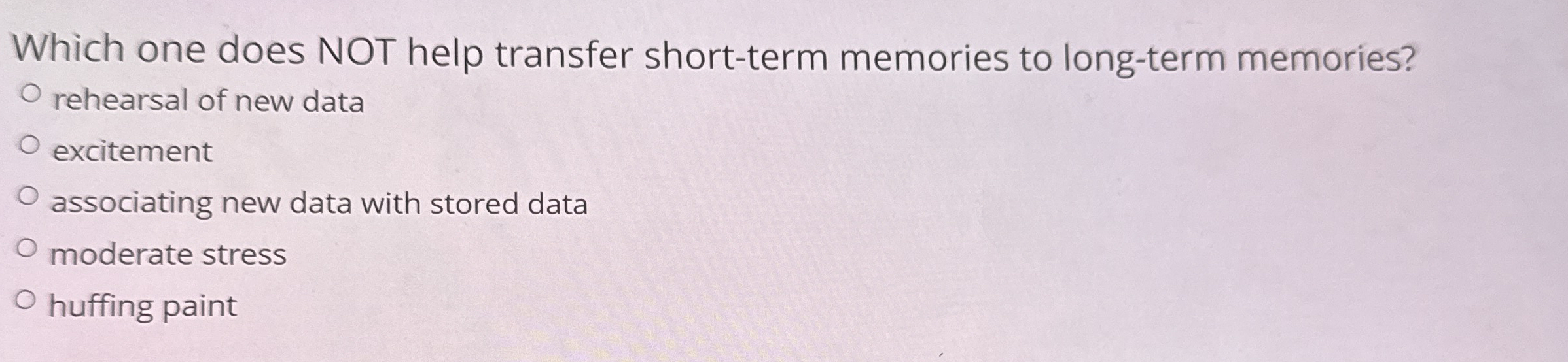 Solved Which one does NOT help transfer short-term memories | Chegg.com