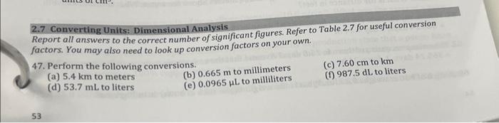 Solved 2.7 Converting Units: Dimensional Analysis Report all | Chegg.com