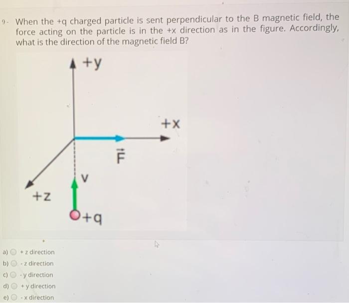 Solved 9. When the + charged particle is sent perpendicular | Chegg.com
