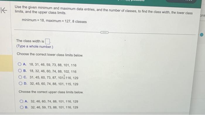 Solved Use the given minimum and maximum data entries, and | Chegg.com