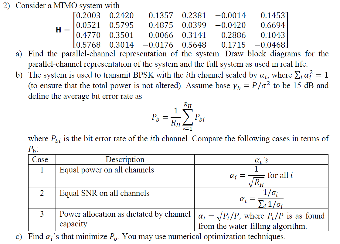 Solved Consider a MIMO system | Chegg.com