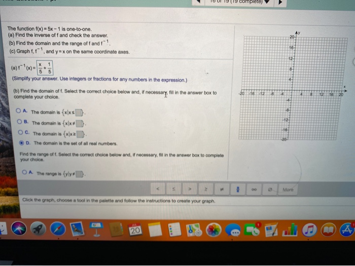 Solved complete) 20- The function f(x) = 5x - 1 is | Chegg.com