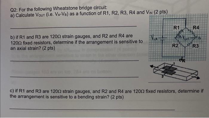 Solved Q2: For the following Wheatstone bridge circuit: a) | Chegg.com