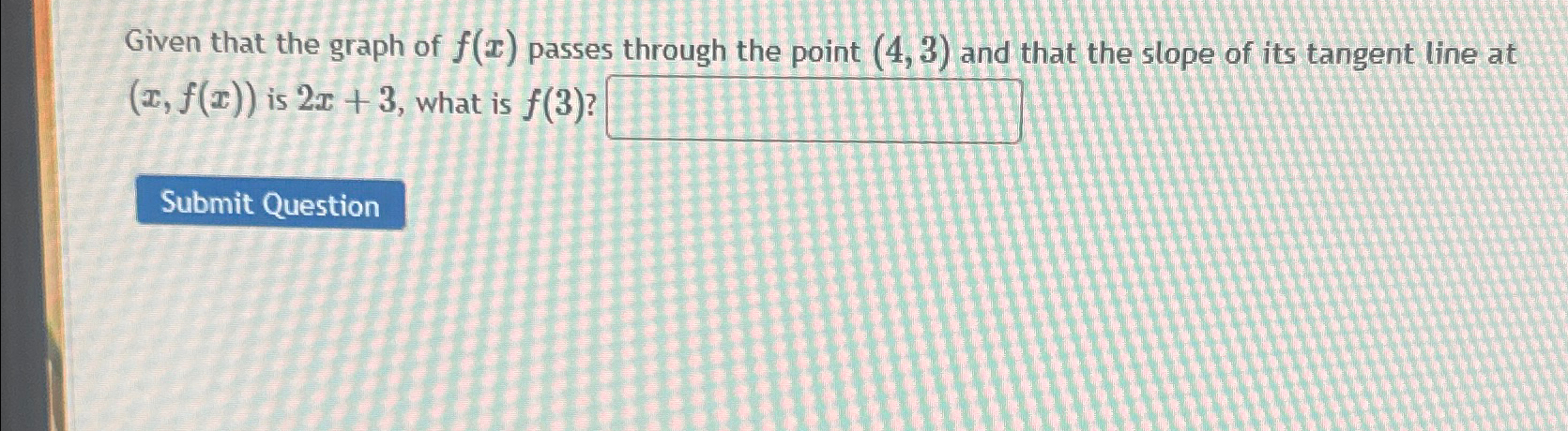 Solved Given that the graph of f(x) ﻿passes through the | Chegg.com