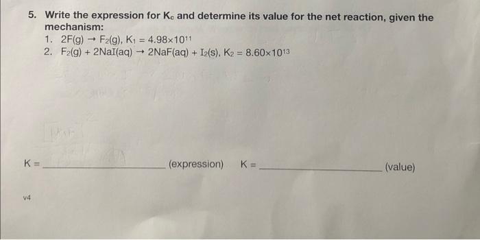 Solved 5. Write the expression for K0 and determine its | Chegg.com