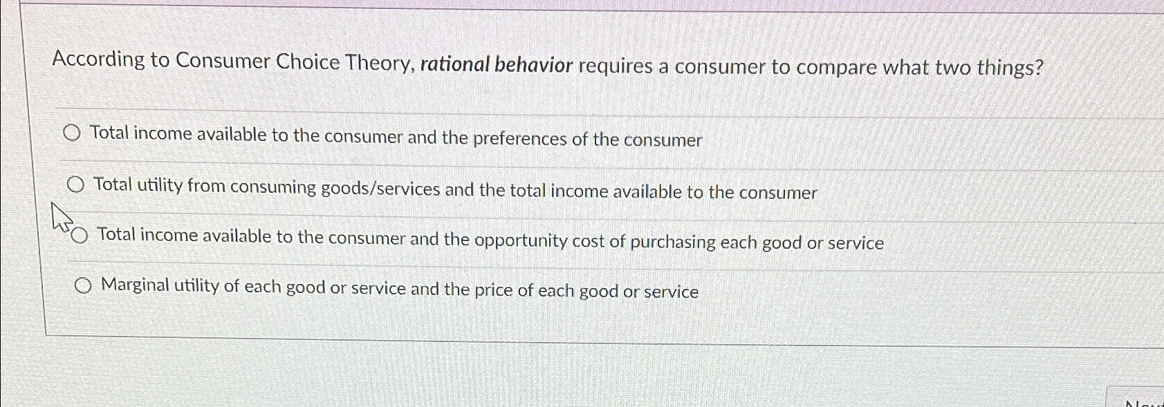 Solved According to Consumer Choice Theory, rational | Chegg.com