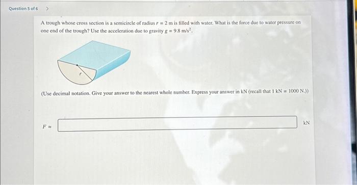 Solved A trough whose cross section is a semicircle of | Chegg.com