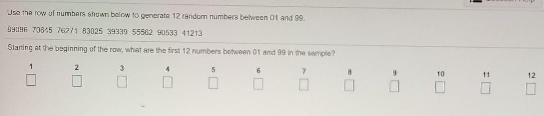 Solved Use the row of numbers shown below to generate 12 | Chegg.com