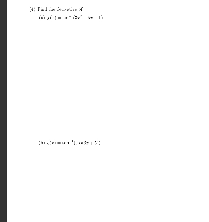 Solved (4) ﻿Find the derivative | Chegg.com