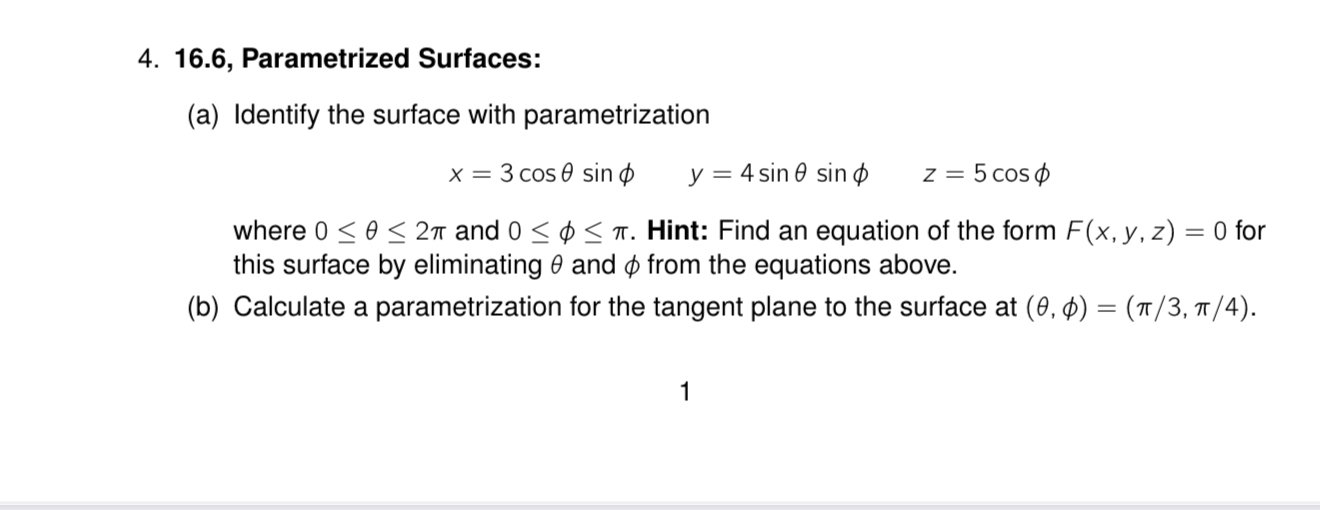 Solved 16.6, ﻿Parametrized Surfaces:(a) ﻿Identify the | Chegg.com