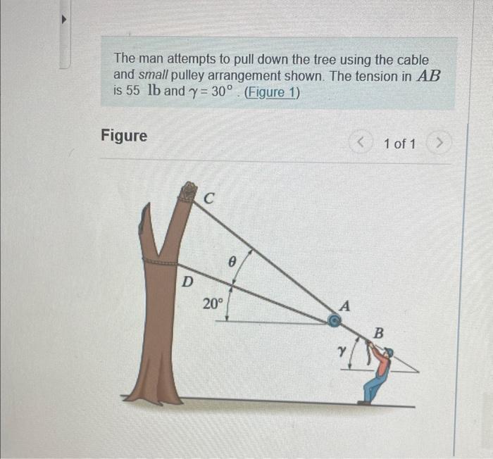 Solved The man attempts to pull down the tree using the | Chegg.com