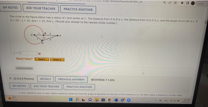 Solved The circle in the figure below has a radius of ir and | Chegg.com