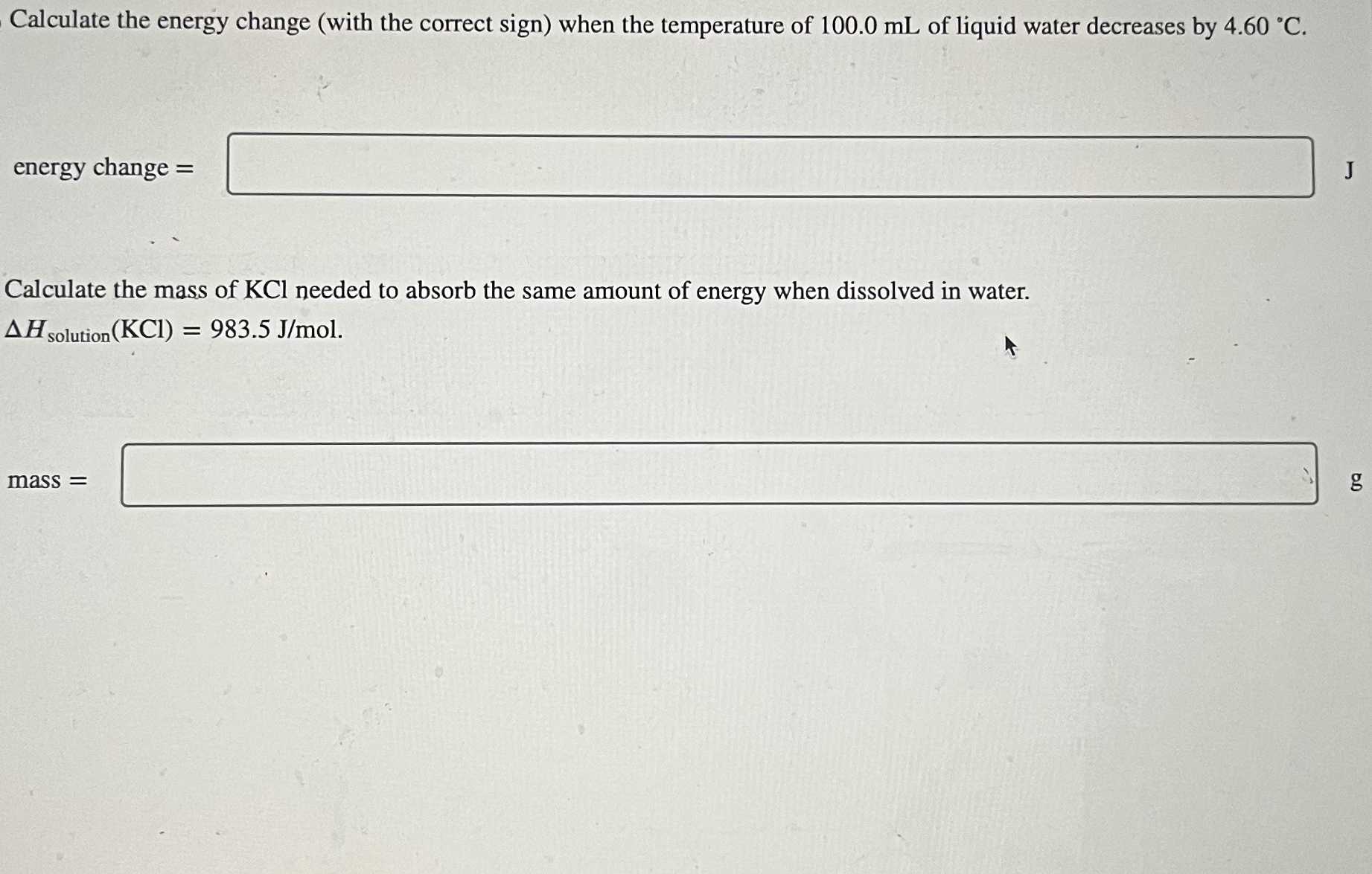 Solved Calculate the energy change (with the correct sign) | Chegg.com