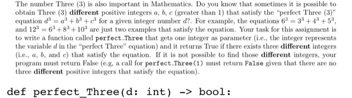 Solved The number Three (3) is also important in | Chegg.com
