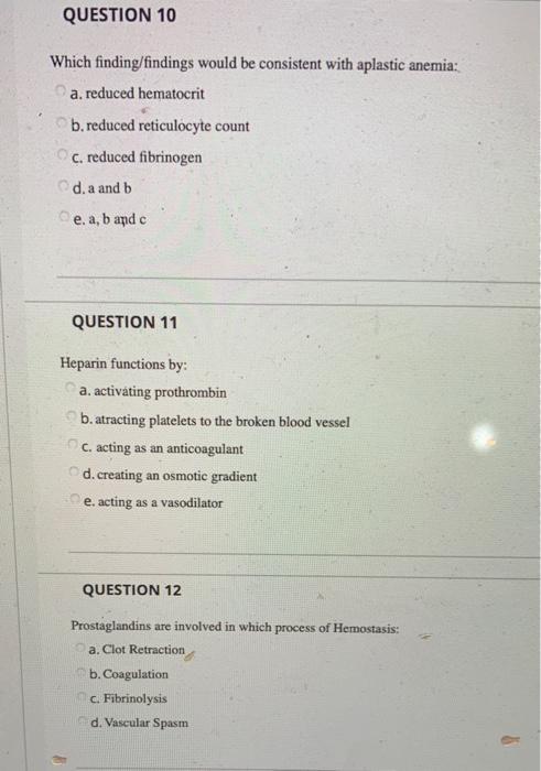 Solved Which finding/findings would be consistent with | Chegg.com