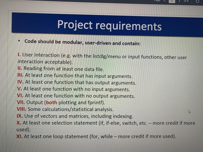 of 8 Project requirements • Code should be modular, | Chegg.com