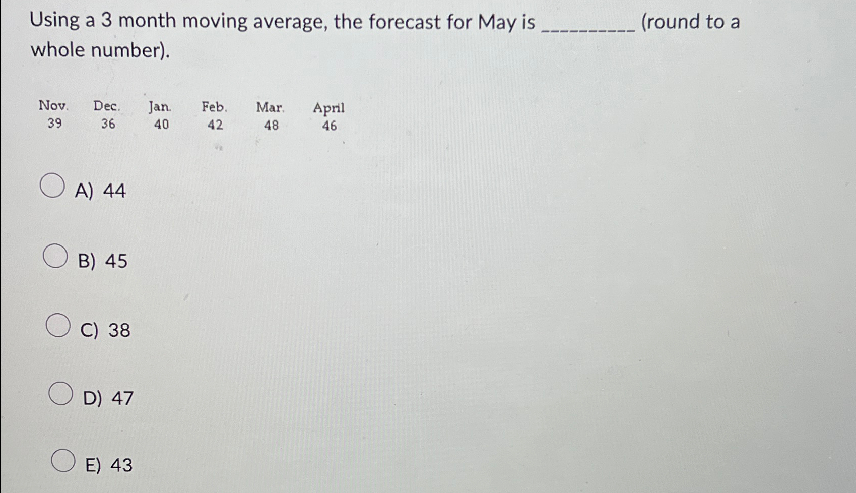 Solved Using a 3 ﻿month moving average, the forecast for May | Chegg.com